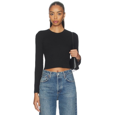 perfectwhitetee Sienna Luxe Rib Cropped Long Sleeve 黑色 y2