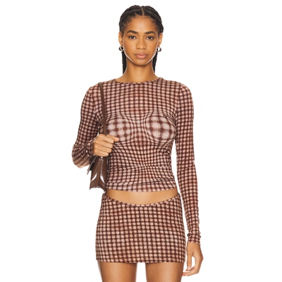 [春季新品]Lisa同款 Miaou视觉感印花夏季T恤 网纱上衣REVOLVE