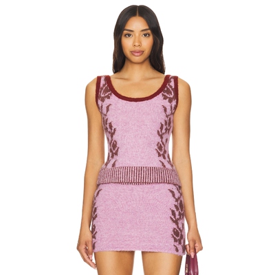 Zemeta GRANDMA FLOWER SLEEVELESS KNIT 上装 紫色REVOLVE小众新