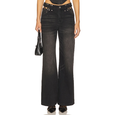 [春夏新品]MARRKNULL Cutout Denim Trousers 黑色REVOLVE小众