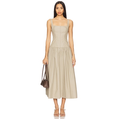 Shona Joy MAIORI 方领中长连衣裙女夏 中性色调REVOLVE小众新款