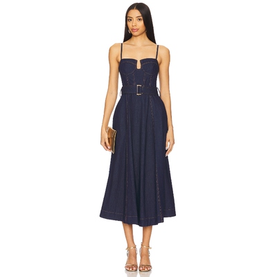 Karina Grimaldi MAVERICK 中长款连衣裙 蓝色REVOLVE小众新款