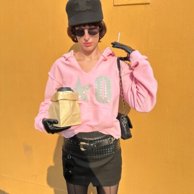 X@LWORCLO几何羊毛编织拼接短裙