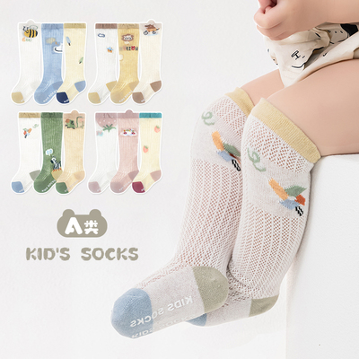 婴儿袜子防蚊袜春夏薄款宝宝新生儿长筒袜比纯棉A类过膝袜学步袜