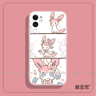 仙子伊布EEVEE手机壳12适用iphone13promax苹果14 Pro荣耀70一加9动漫宝可梦IQOO11华为P50 mate50硅胶软壳8P