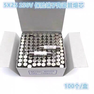 R055熔断器保险丝5*25保险端子熔芯熔丝250V陶瓷保险管