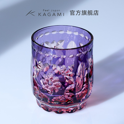 【25年新品】KAGAMI江户切子筱崎英明手鞠花套色威士忌酒杯洛克杯