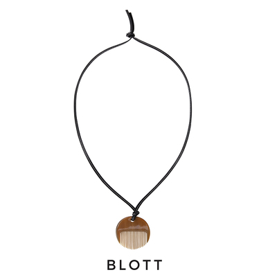 BLOTT 黄水牛角梳子进口牛皮绳项链