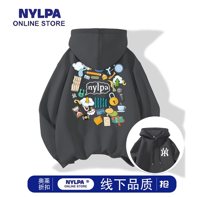 NYLPA美式连帽套头卫衣男款痞帅风2025秋冬新款印花休闲慵懒宽松
