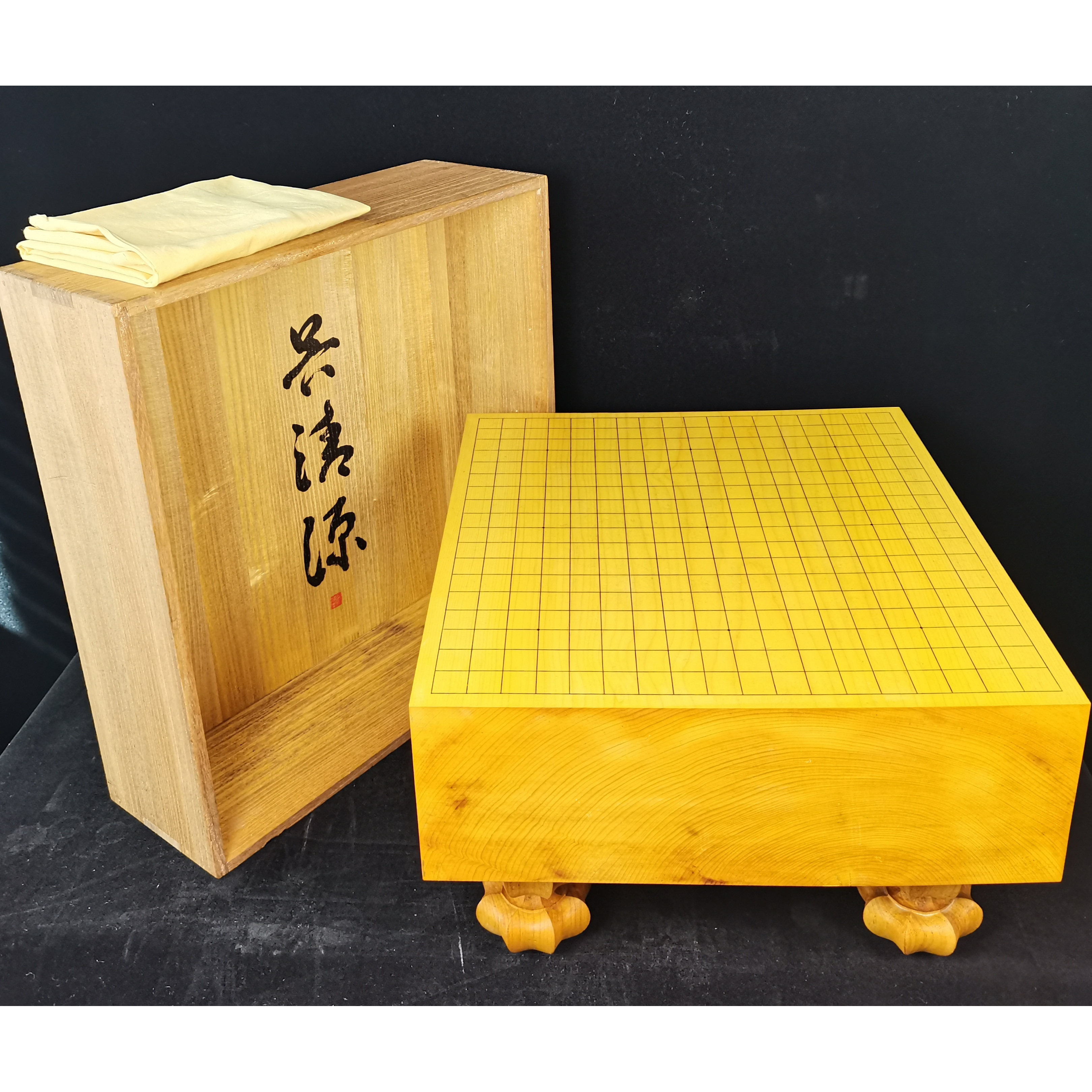 围棋界的天才棋士【吴清源】签名日本产本榧五寸带脚围棋盘