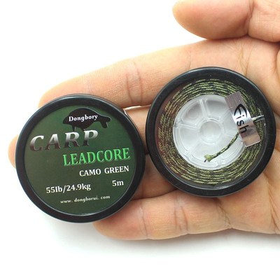 5m Braided Lead Core Carp Leader Line Camo Green Mainline Le