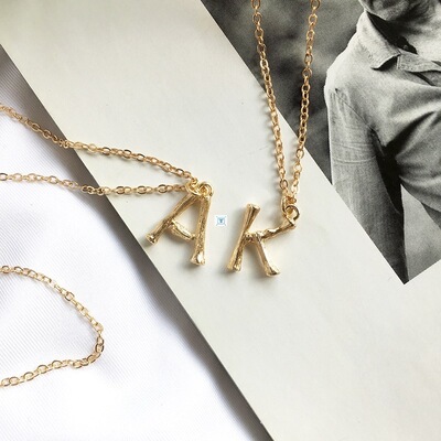 Tiny Gold Letter Charm Chain Initials Name Choker Alphabet P