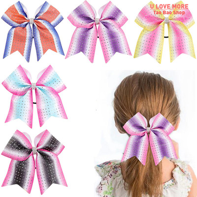 Large Rhinestone Cheer Bows Hair Bands Sparkly Cheerleading