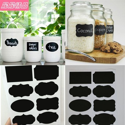 40Pcs Chalkboard Jar Bottle Stickers Home Kitchen Jars Black