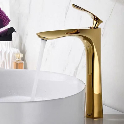Gold Chrome Bathroom Faucet Hot Cold Water Sink Mixer Tap跨