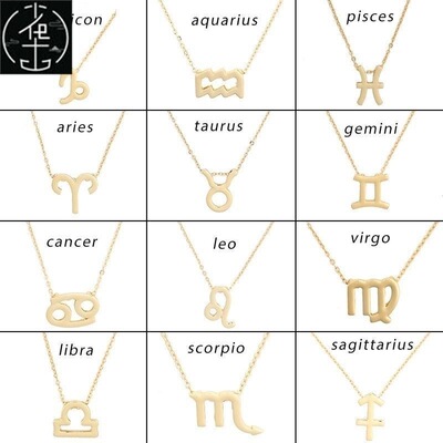 Zodiac women necklace alloy gold silver choker fashion girls