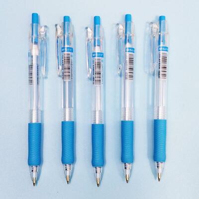 Ballpoint pen press type blue 0.5mm student oily refill