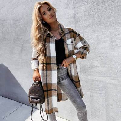 2022Fashion Winter blouse Ladies shirt Women Tops 中长款衬衫