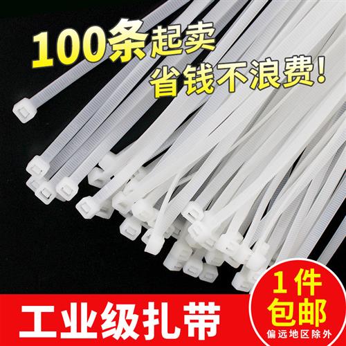 尼龙扎带4*200mm自锁式扎线带100条 塑料电线固定捆绑线束勒死