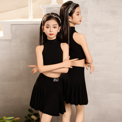 FAZ拉丁舞服女童新款少儿练功表演出服夏季网红训练练功服