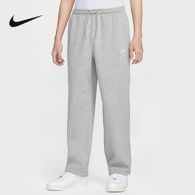NIKE耐克男子加绒直筒裤25冬新款休闲刺绣灰色针织长裤IF0489-063