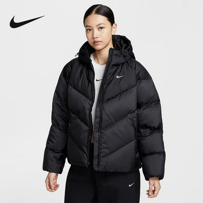 NIKE耐克女子保暖连帽面包服运动服2025冬季新款羽绒服HV5236-010