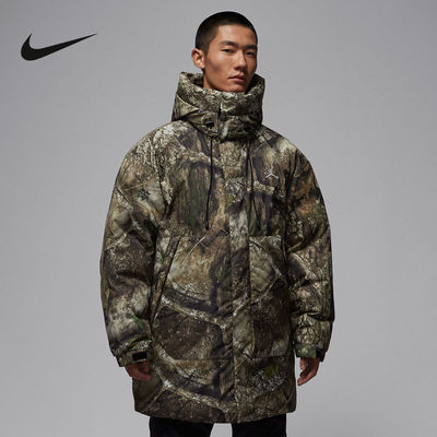 JORDAN耐克男子宽松羽绒服长款冬季防泼水迷彩保暖外套IB4518-222
