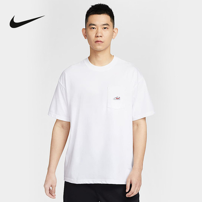 Nike耐克短袖男25夏新款透气运动圆领刺绣鞋标口袋T恤IB1383-100
