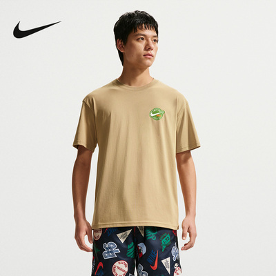 Nike耐克夏男子T恤背部印花棉质圆领罗纹休闲圆领短袖IR4965-297