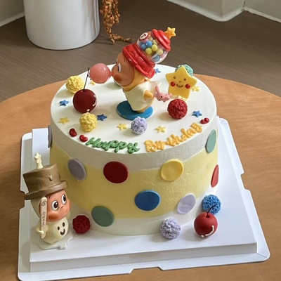 网红卡通跷跷板星星人蛋糕装饰摆件多色小球儿童生日甜品装扮插件