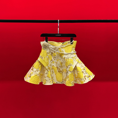 【L.K.BABY】江山美人 法式名媛鎏金繁花漾奢雅蓬蓬伞型短裙3272