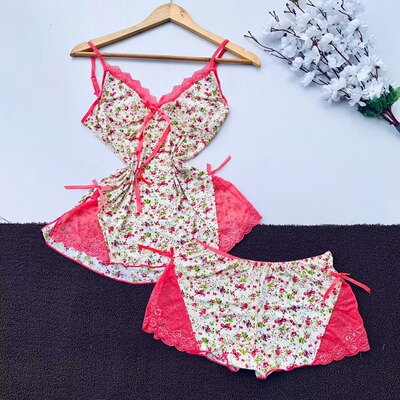 Printed Sexy Sling Nightgown Suit