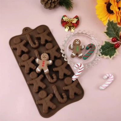 1/2 Christmas Chocolate Molds Gingerbread Man Cane Cookie Mo