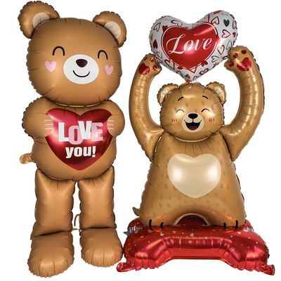 Big Standding Cartoon Brown Bear Shape Balloon Love Balloons
