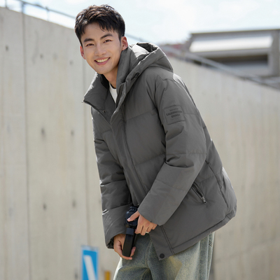 唐狮冬季男连帽短款羽绒服高品质