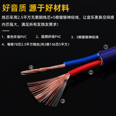 ATAUDIO发烧喇叭线 纯铜高传导主音箱专用线 镀银音响连接线