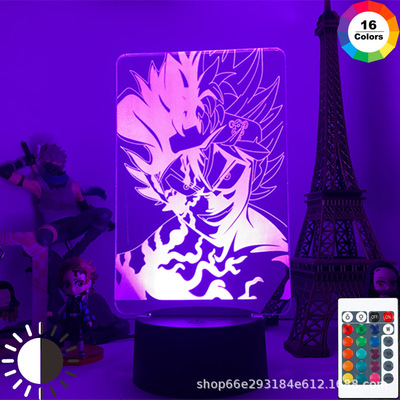 日漫黑色五叶草BlackClover3D小夜灯家居卧室装饰照明LED小夜灯