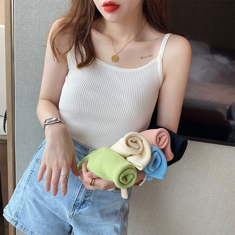 冰丝吊带背心女2026新款夏外穿针织上衣高级感白色西装内搭打底衫