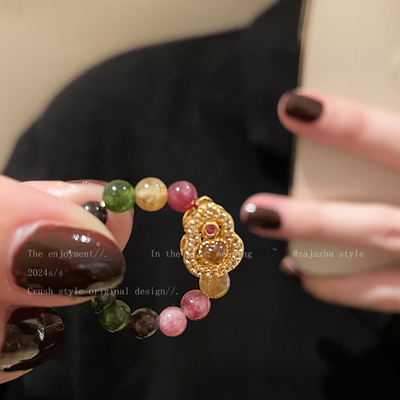 碧玺葫芦串珠戒指女新中式2025新款爆款食指戒小众设计高级感指环