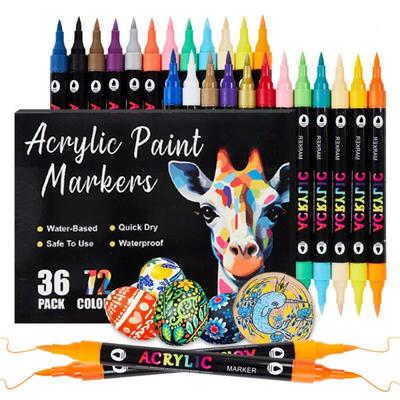 24/48/72 colors acrylic paint marker pens dual tip paint mar