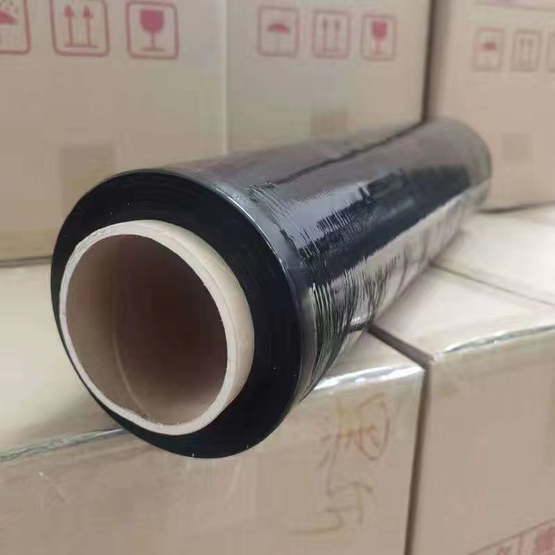 黑色缠绕膜打包膜50cm宽工业保鲜膜保护薄膜大卷透明PE拉伸膜