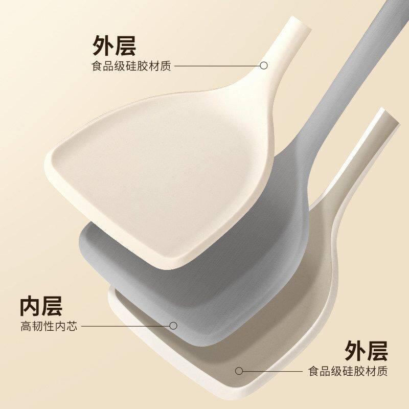 硅胶锅铲木柄三件套耐高温漏勺子汤勺炒菜锅铲子家用品厨具套装