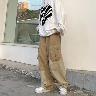 Baggy Black Cargo Pants for Men Khaki Trousers Loose Casual