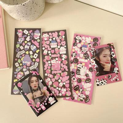 2Pc Ins Laser letter Panda Ribbon PET Stickers DIY Scrapbook