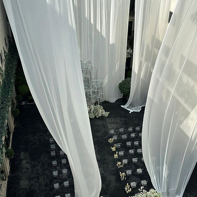 半透明纱幔婚庆装饰纱透光不透人婚庆纱幔3.2m超宽白色背景纱布料