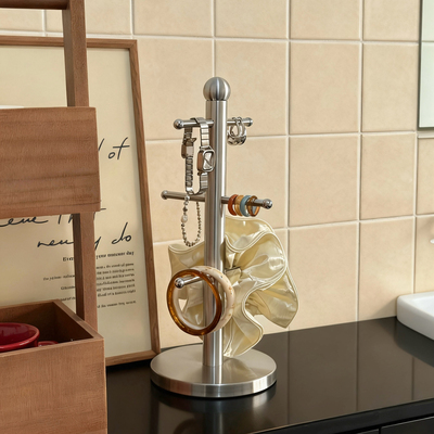 不锈钢首饰架家用卧室玄关梳妆台钥匙收纳架桌面饰品收纳置物架