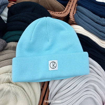 帽子女款2025年秋冬新款韩系纯色布标针织帽女简约百搭日常毛线帽
