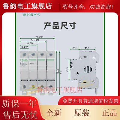 施耐德保险丝底座Osmfu132X带Light 1P导轨安装232保险丝10×38