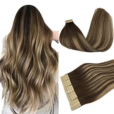DOORES Hair Extensions Real Human Hair， Chocolate Brown t