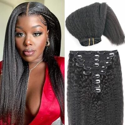 Kinky Straight Clip Ins Hair Extensions Real Human Hair 1